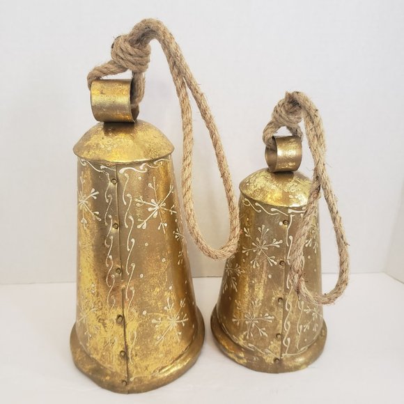 Accents | Extra Large Metal Indoor Outdoor Bell Decor With Rope Hangers ...